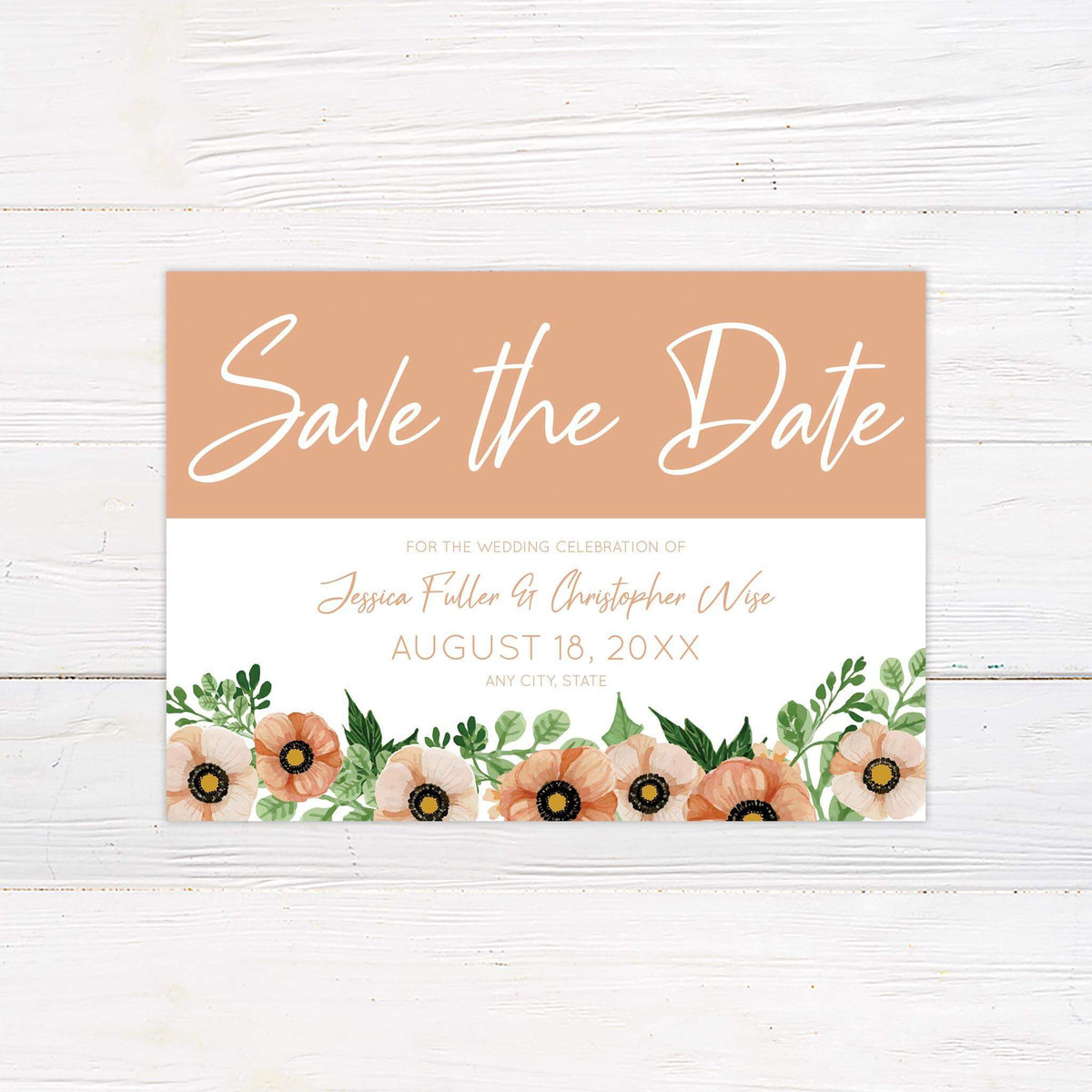 Peach Floral Save The Date | Go Print Plus – goprintplus