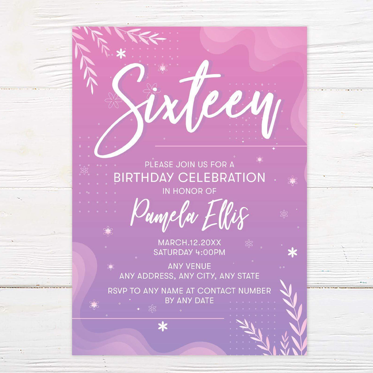 Purple Birthday Party Invitation | Go Print Plus – goprintplus