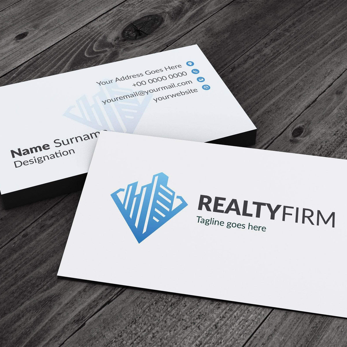 Blue Building Design - Modern Business Card Elegance – Go Print Plus