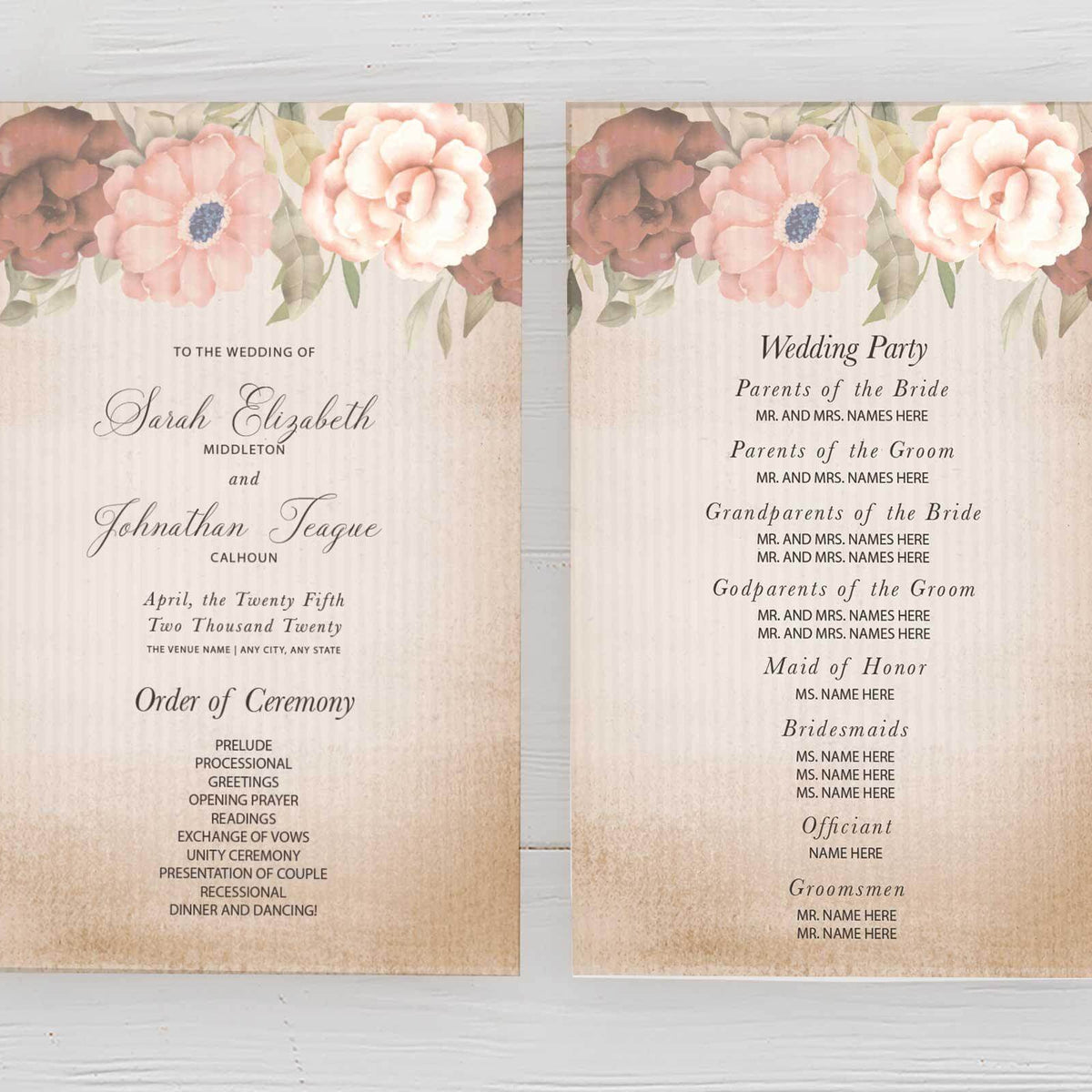 Antique Floral Program | Go Print Plus