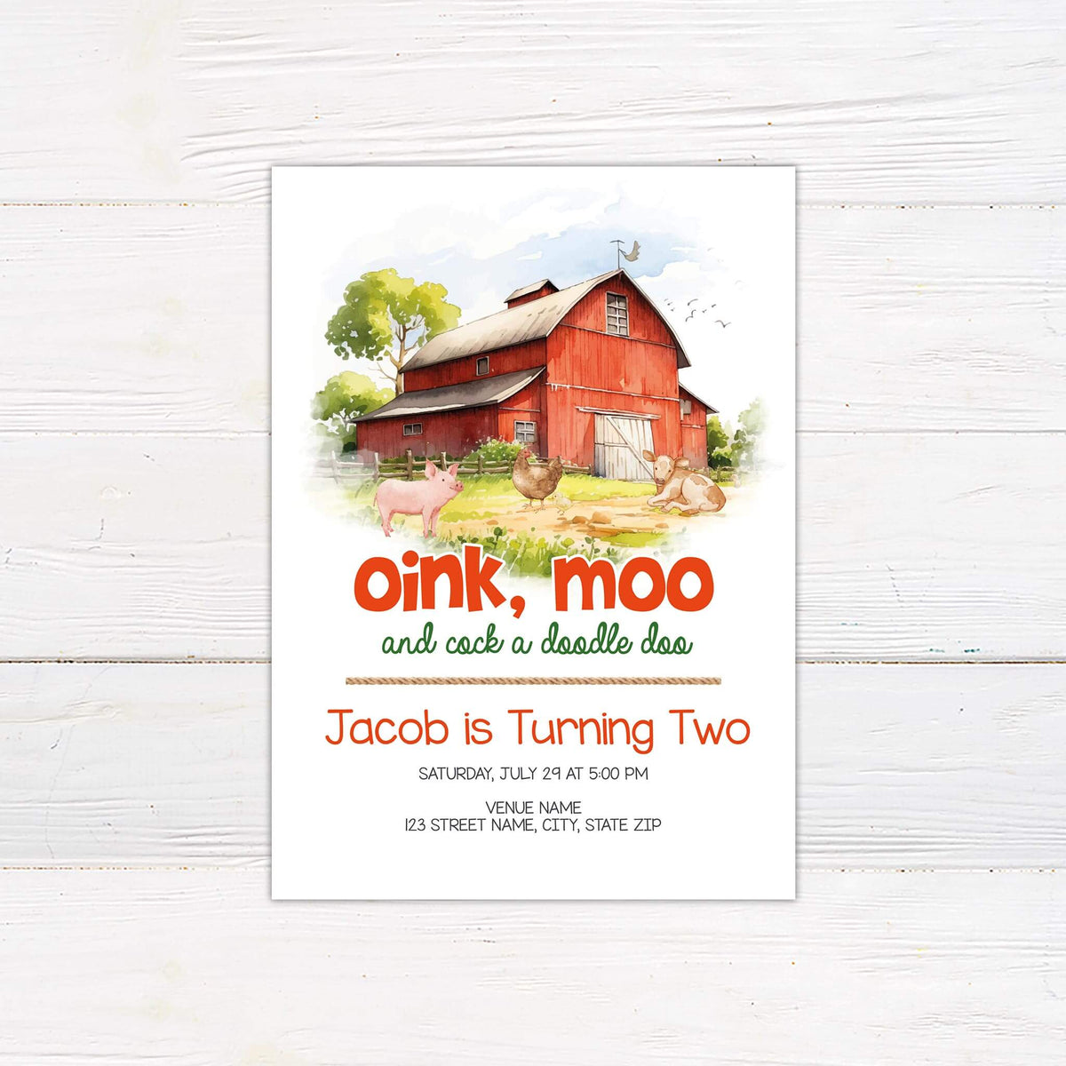 Barnyard Birthday Invitation - Cozy Red Barn – Go Print Plus