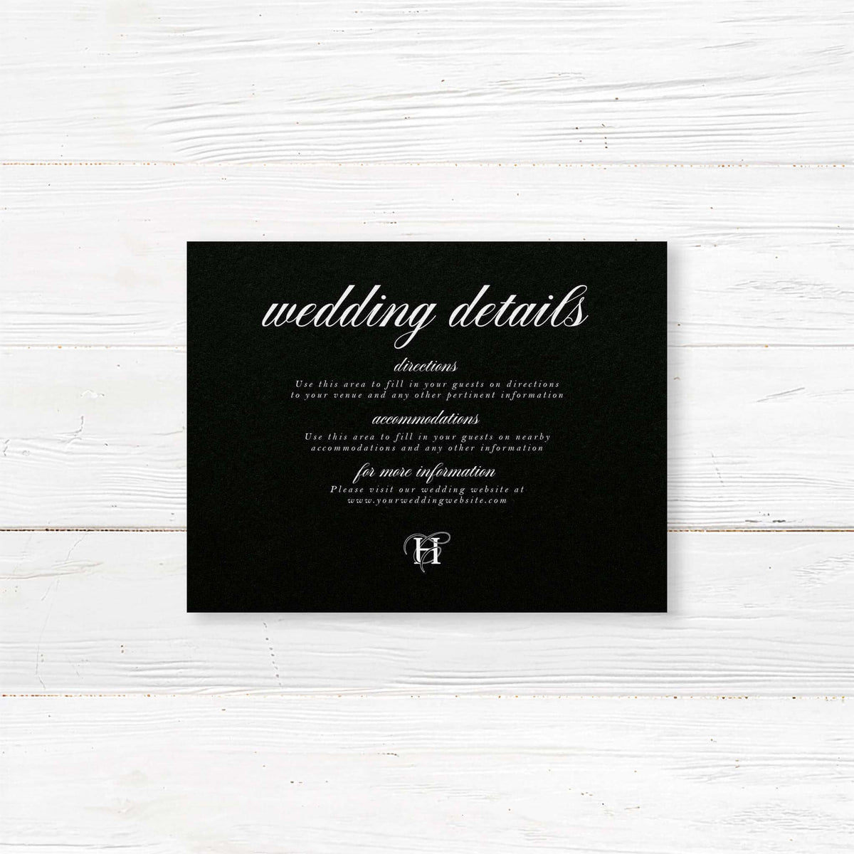 Black Entwined Initials Detail Card for Weddings – Go Print Plus