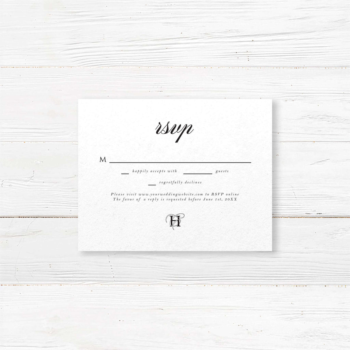 Black Entwined Initials RSVP Card - Chic Design – Go Print Plus