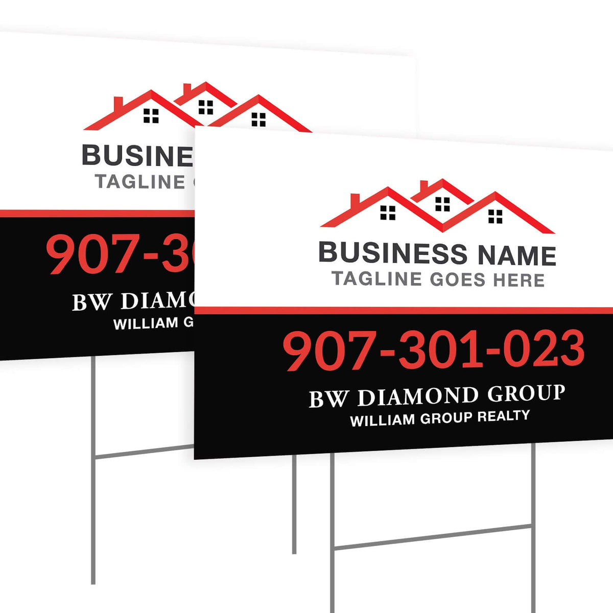 Black with Red Roof Outline Yard Sign – Go Print Plus