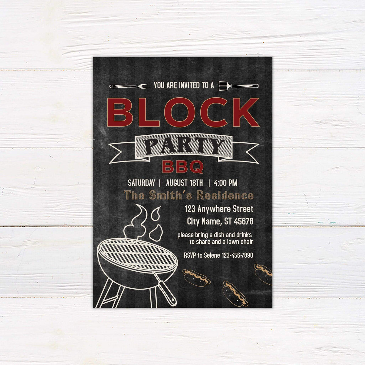 BBQ Block Party Invitation - Cookout Party Invite – Go Print Plus