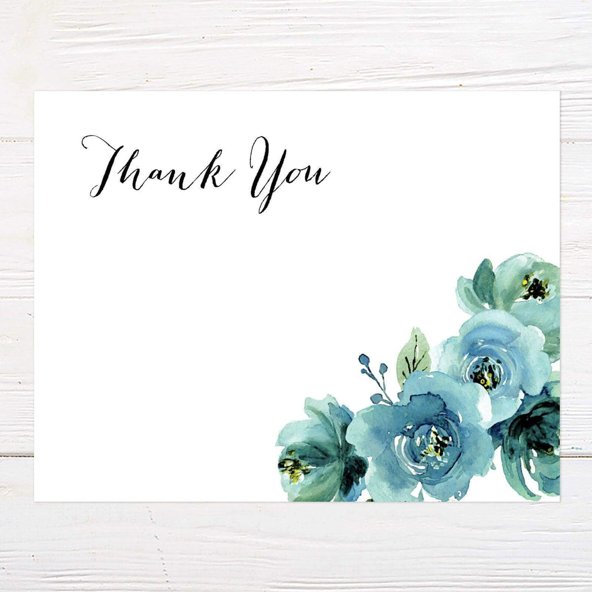 Blue Floral Thank You Card | Go Print Plus – goprintplus