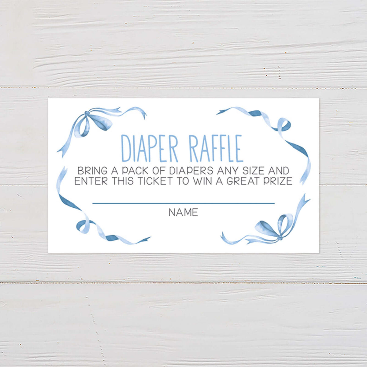 Blue Ribbons Diaper Raffle Ticket | Go Print Plus