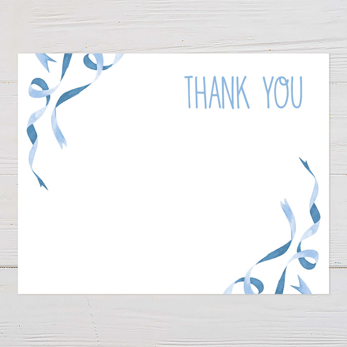 Blue Ribbons Shower Thank You Card – Go Print Plus