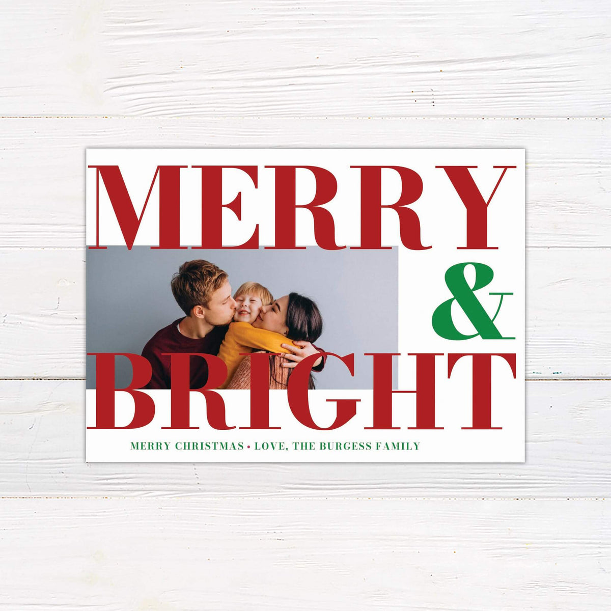 Bold Merry & Bright Christmas Card with Modern Typography – Go Print Plus