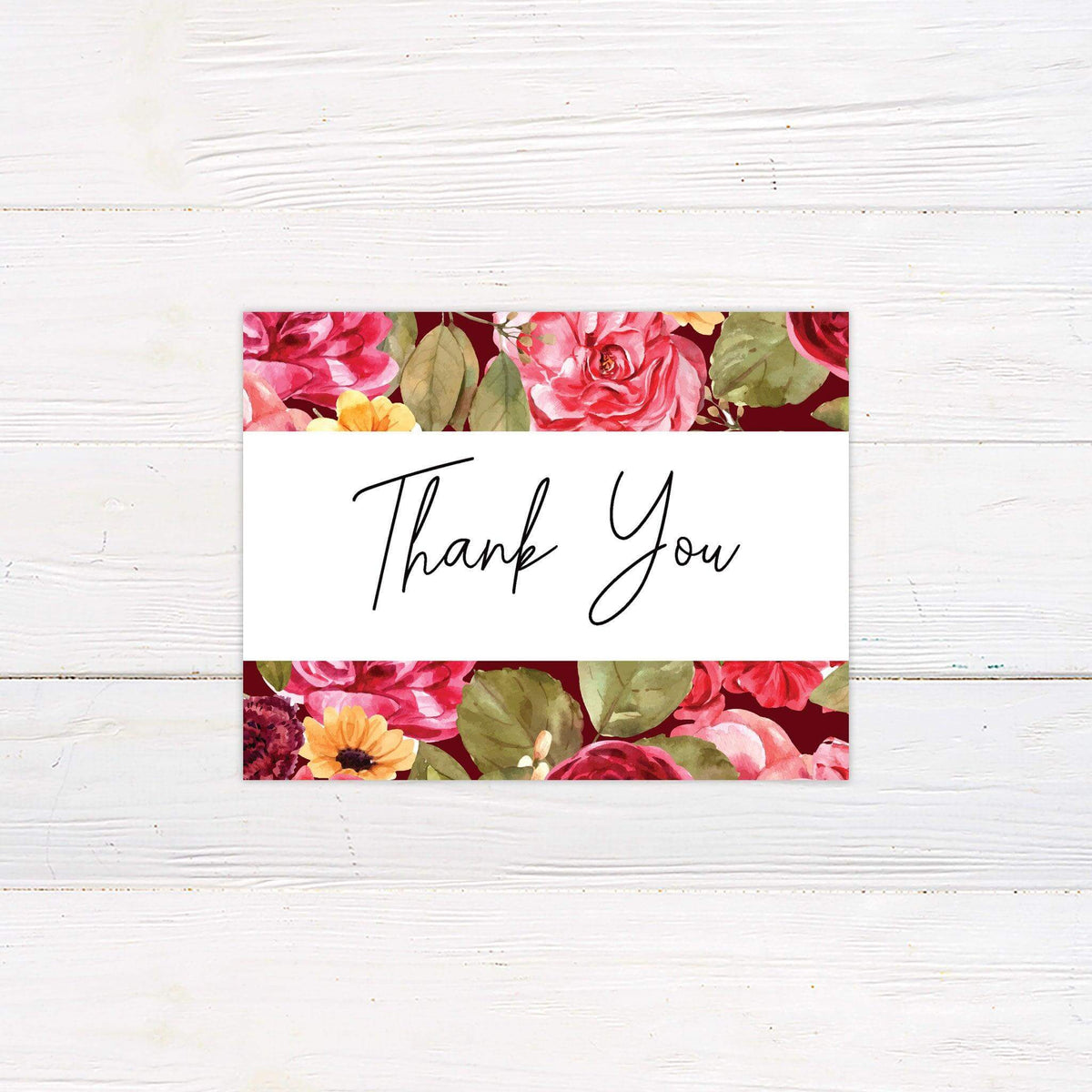 Bright Pink Floral Thank You Card |Go Print Plus