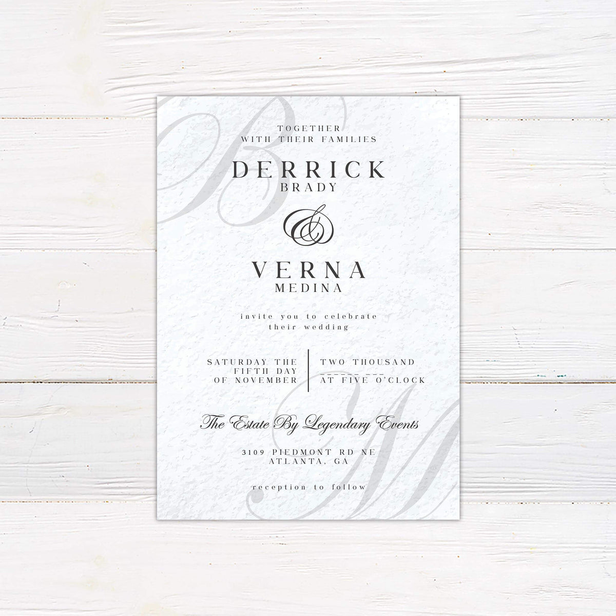 Elegant Monogram Wedding Invitation with Classic Serif Typography – Go ...