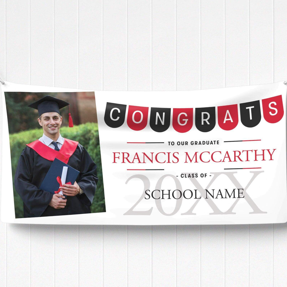 Banner de graduación con foto y banderín de felicitaciones – Go Print Plus