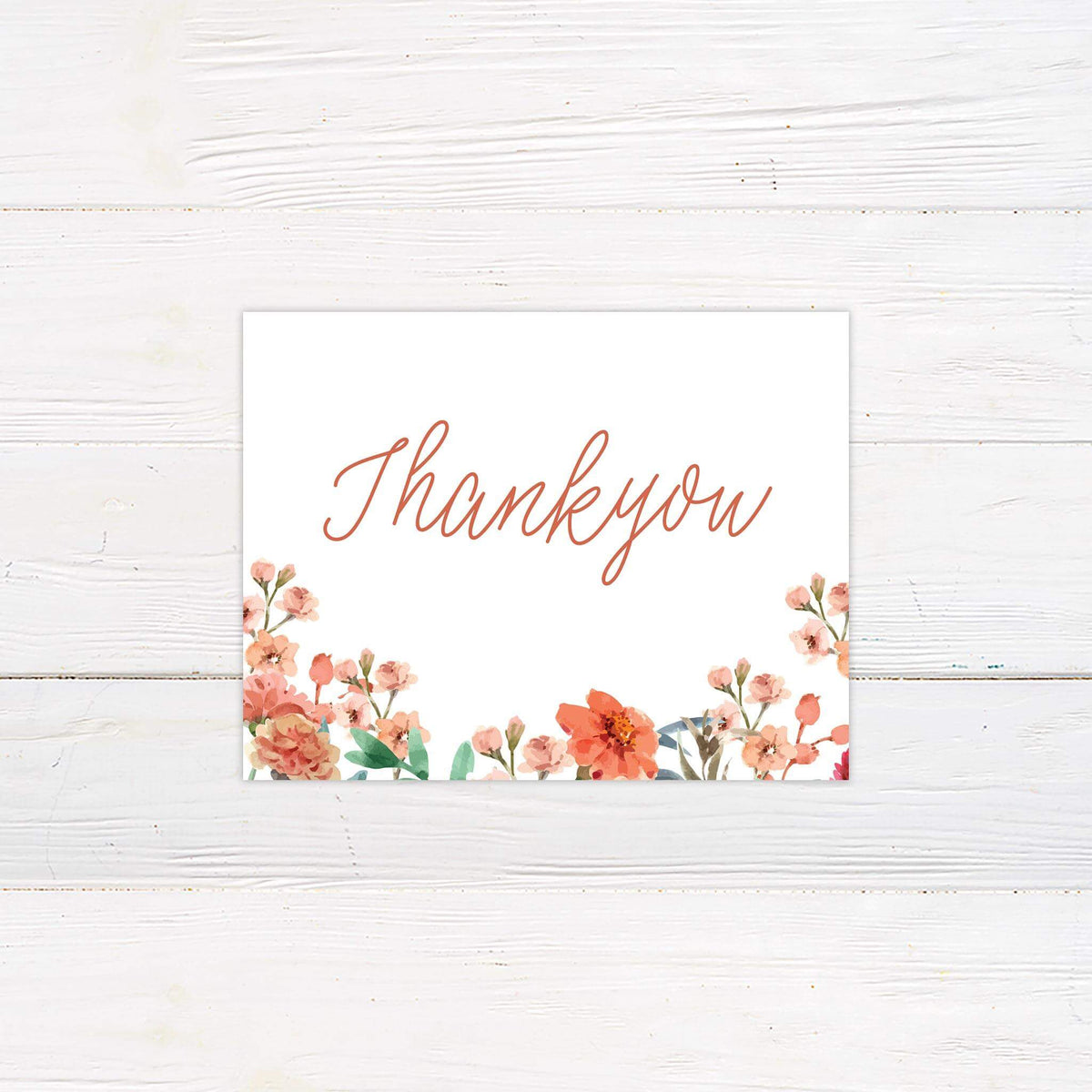 Coral Floral Thank You Card | Go Print Plus