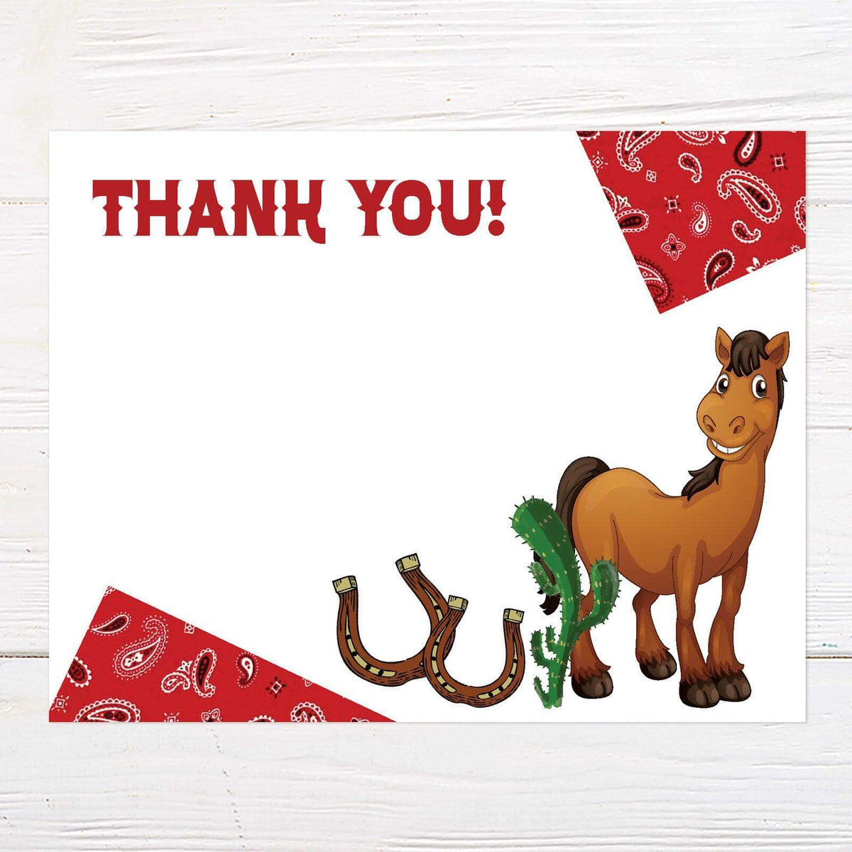 Cowboy Thank You Card with Cartoon Horse – Go Print Plus