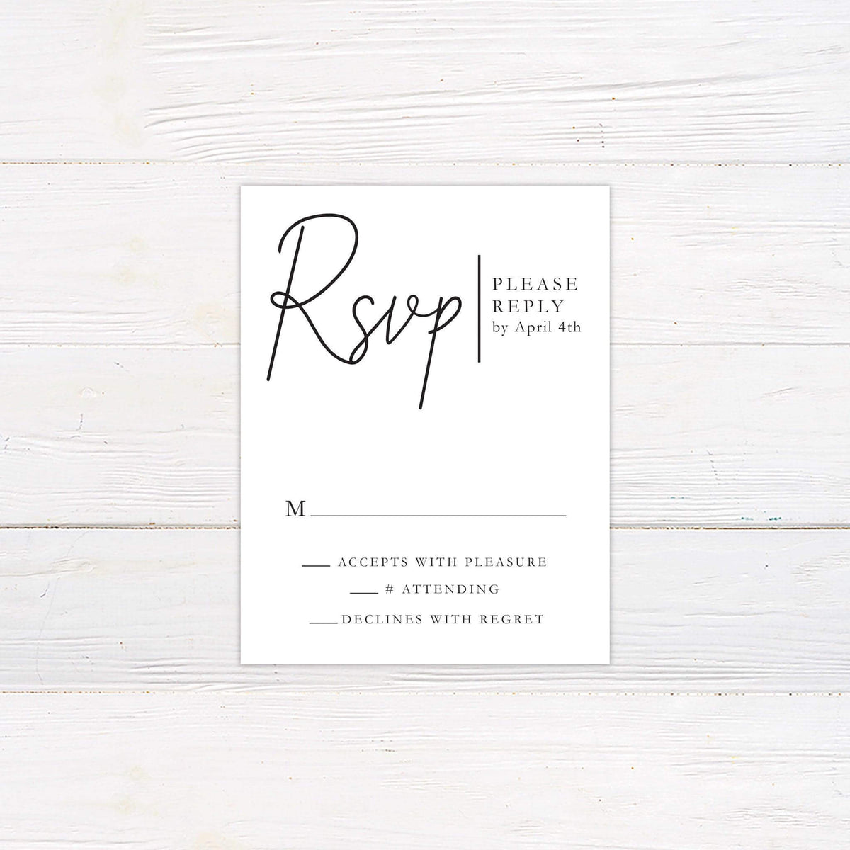 Cursive Script RSVP Card | Go Print Plus