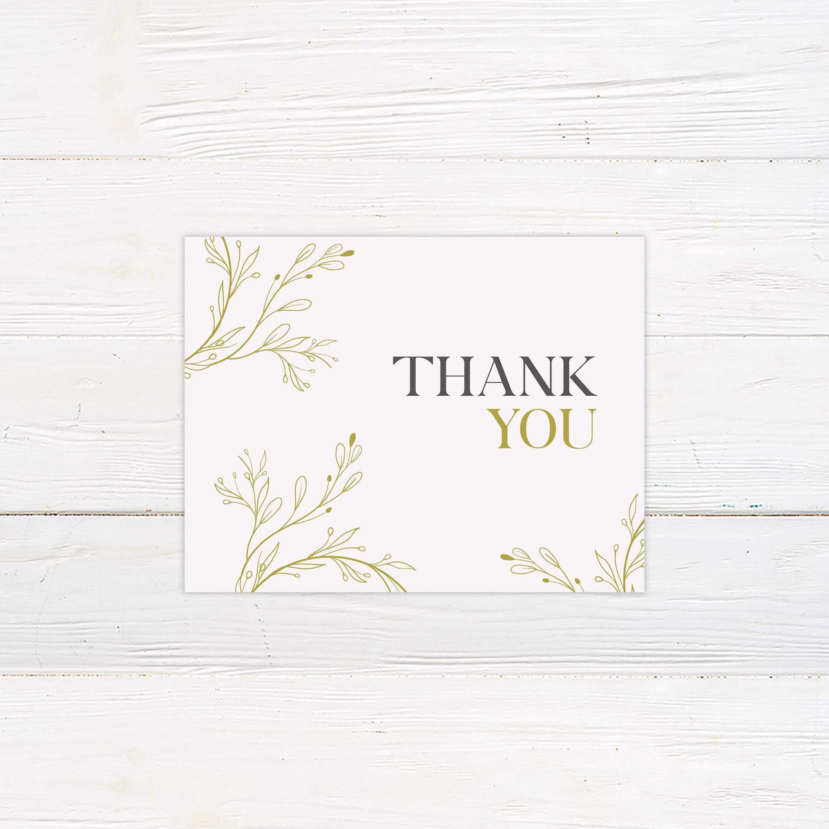 Elegant Gold Wreath Monogram Thank You Card | Go Print Plus
