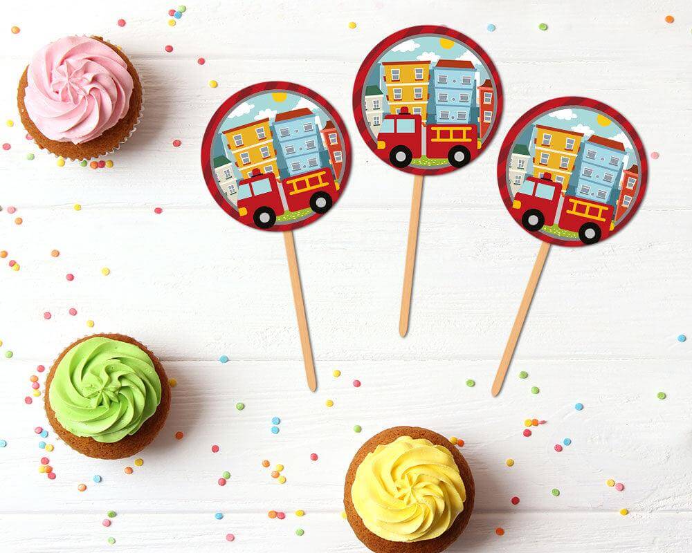 Fire Truck Cupcake Topper – Go Print Plus