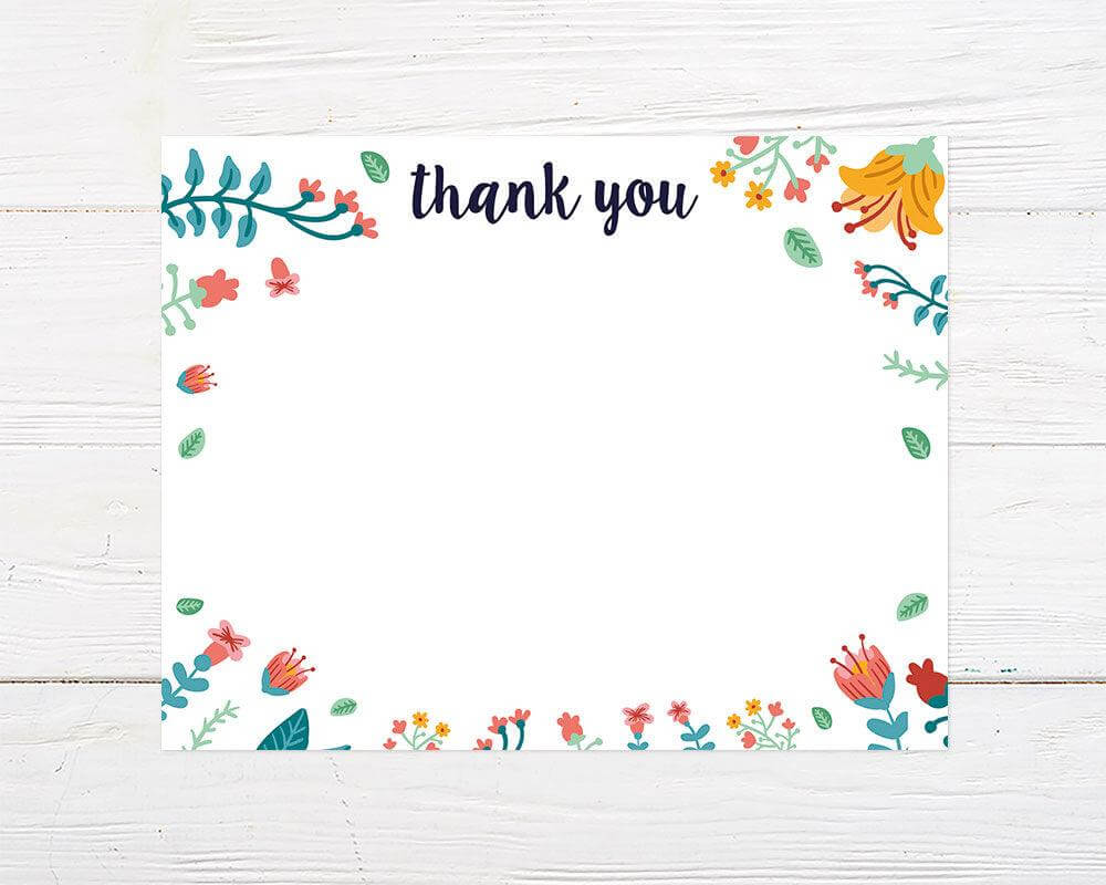 Floral Birthday Thank You Card with Bright Floral Frame – Go Print Plus