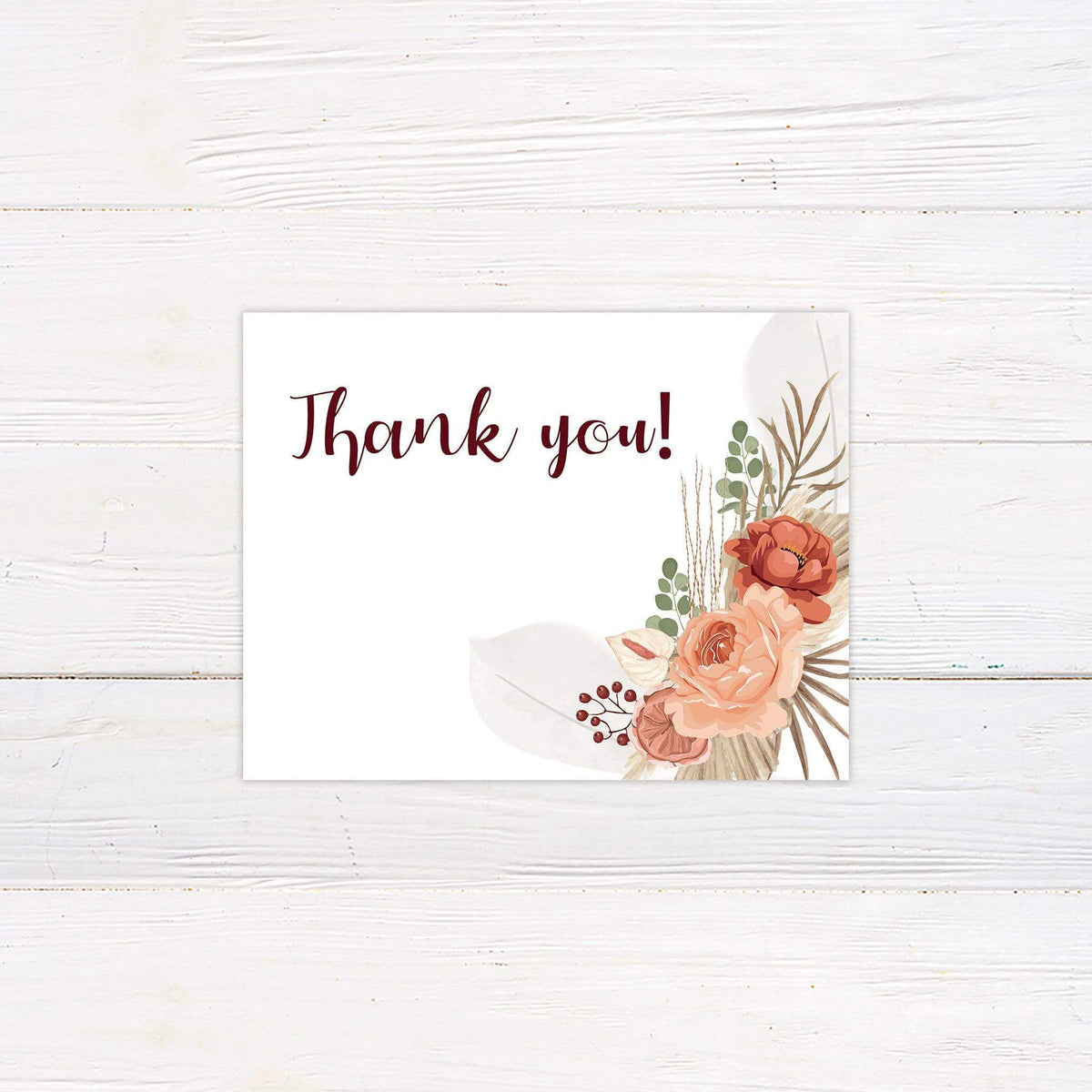 Floral Boho Thank You Card | Go Print Plus