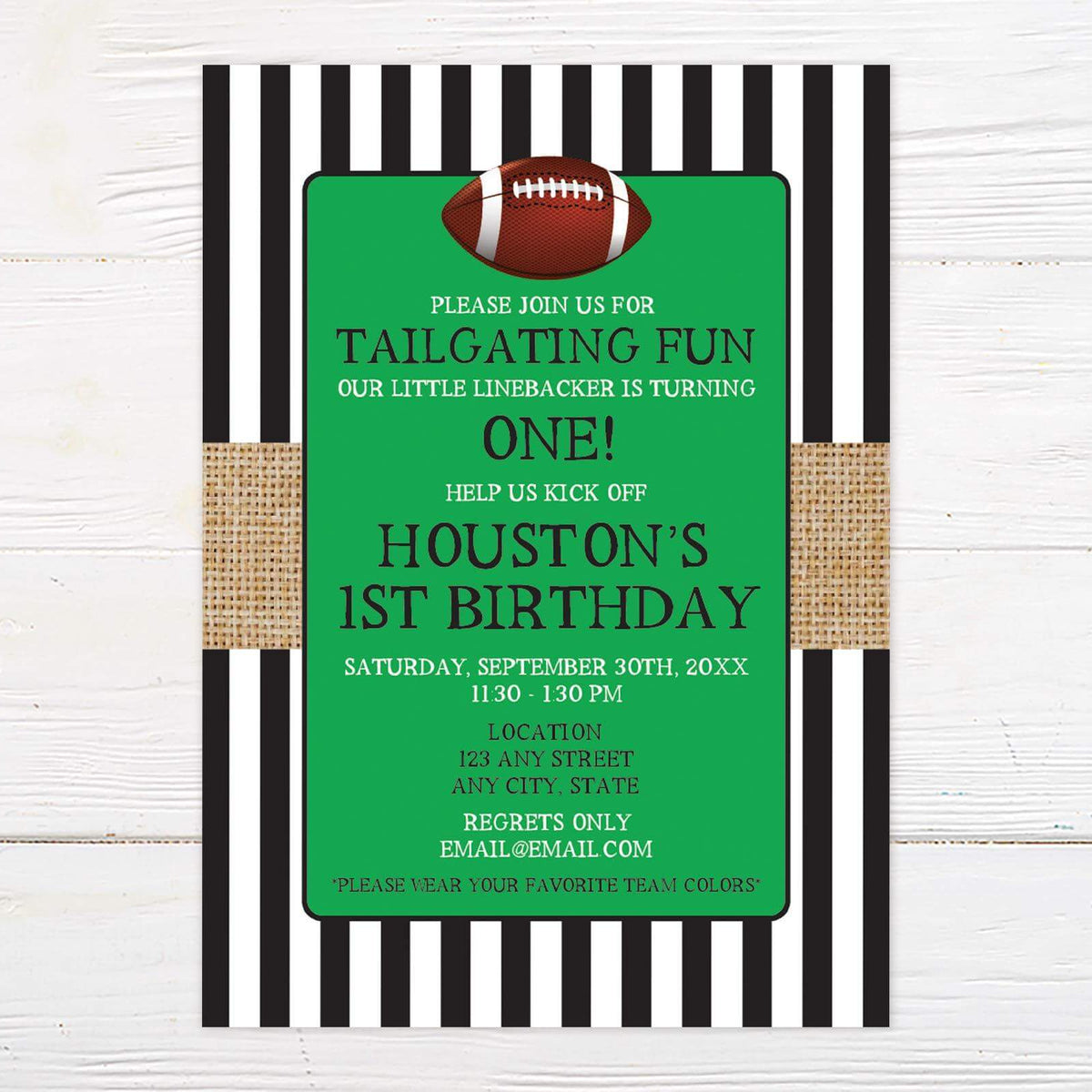 Football Party Birthday Invite | 1st Tailgate Fun – Go Print Plus