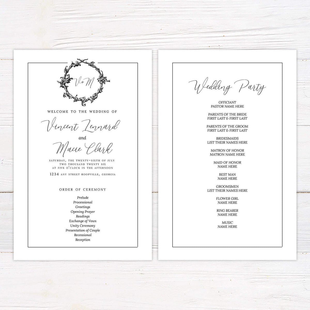 Formal Wreath Program | Go Print Plus