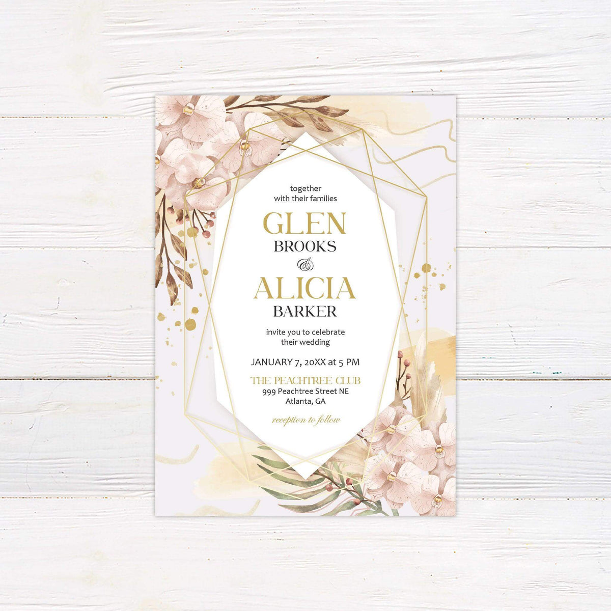 Geometric Boho Floral Invitations | Go Print Plus