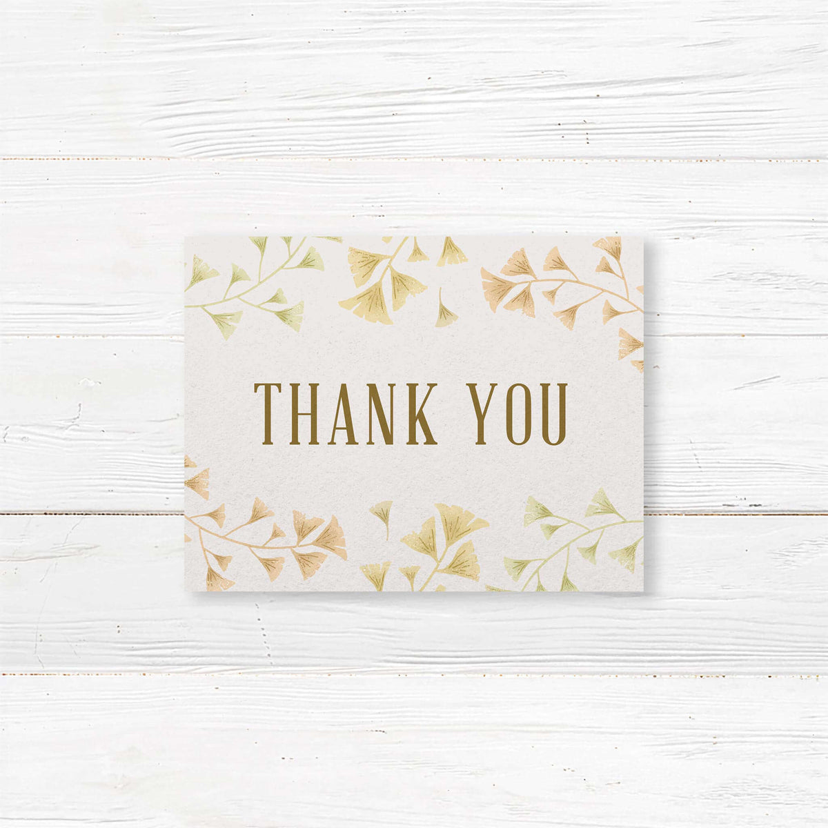 Glitter Ginkgo Leaves Thank You Card | Go Print Plus
