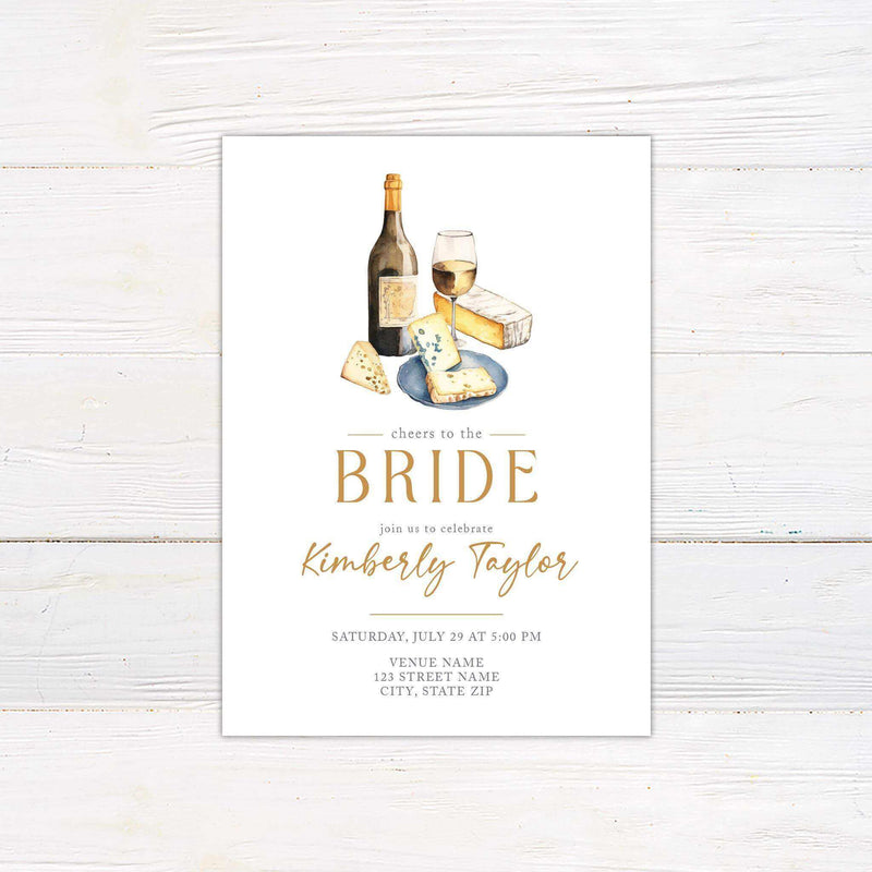 Gold Cheers to the Bride Invitation | Go Print Plus
