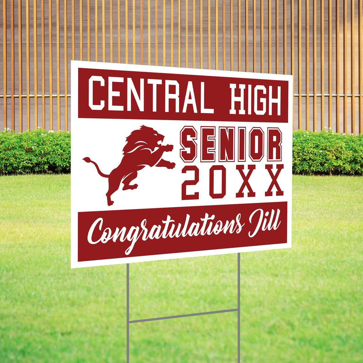 Senior Class Graduation Yard Sign – Bold Varsity Text & School Logo ...