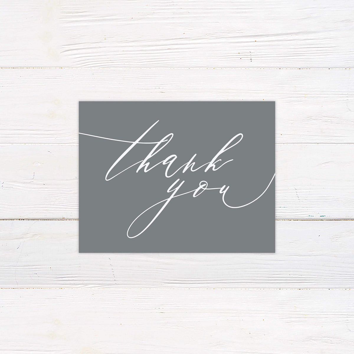 Minimalist Gray Script Thank You Card | Go Print Plus