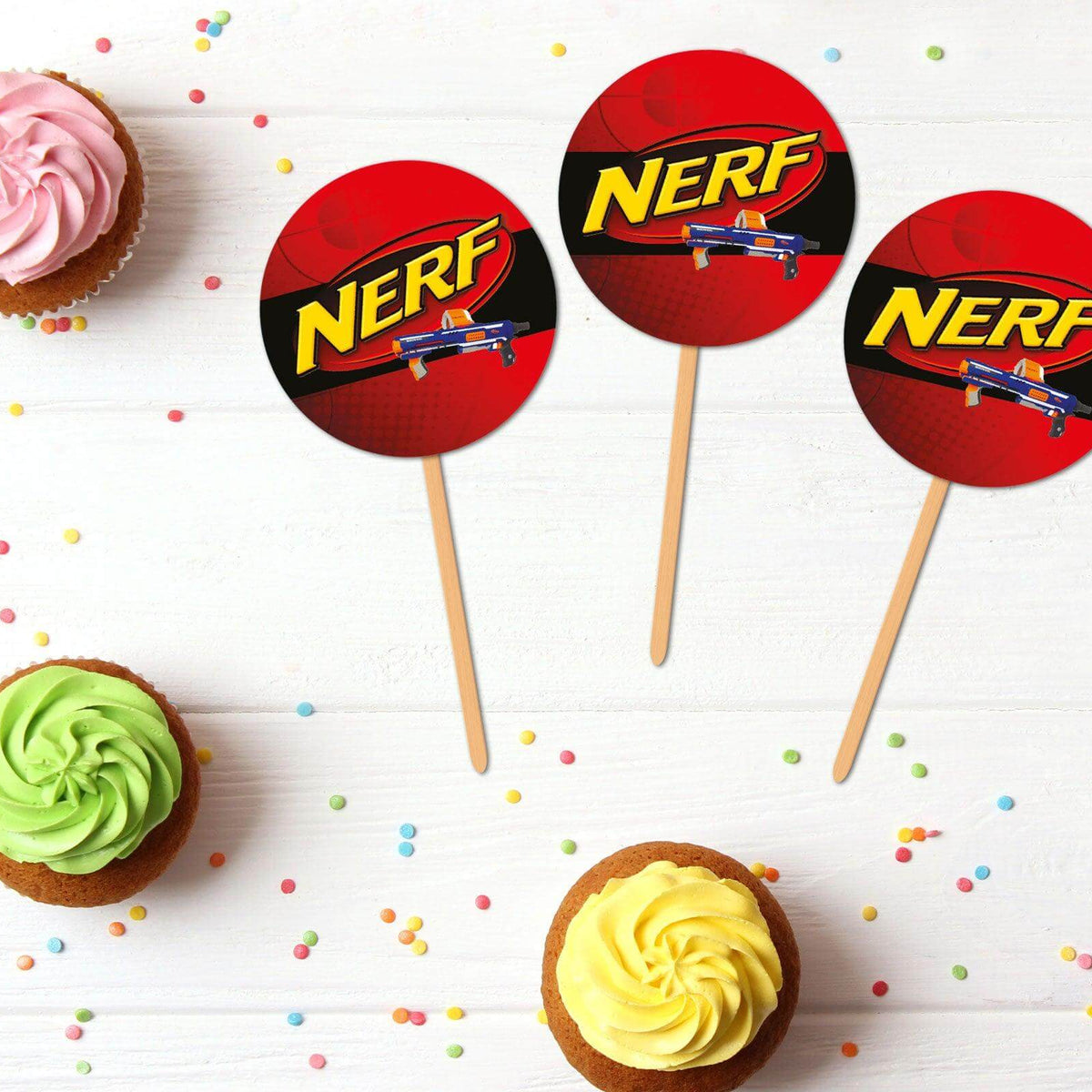 Nerf Battle Cupcake Topper – Go Print Plus