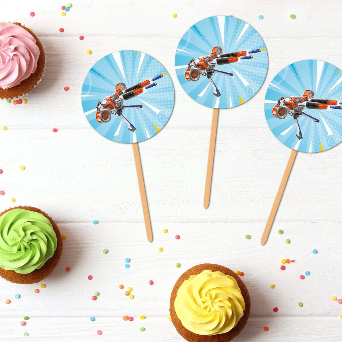 Nerf Cupcake Topper – Go Print Plus