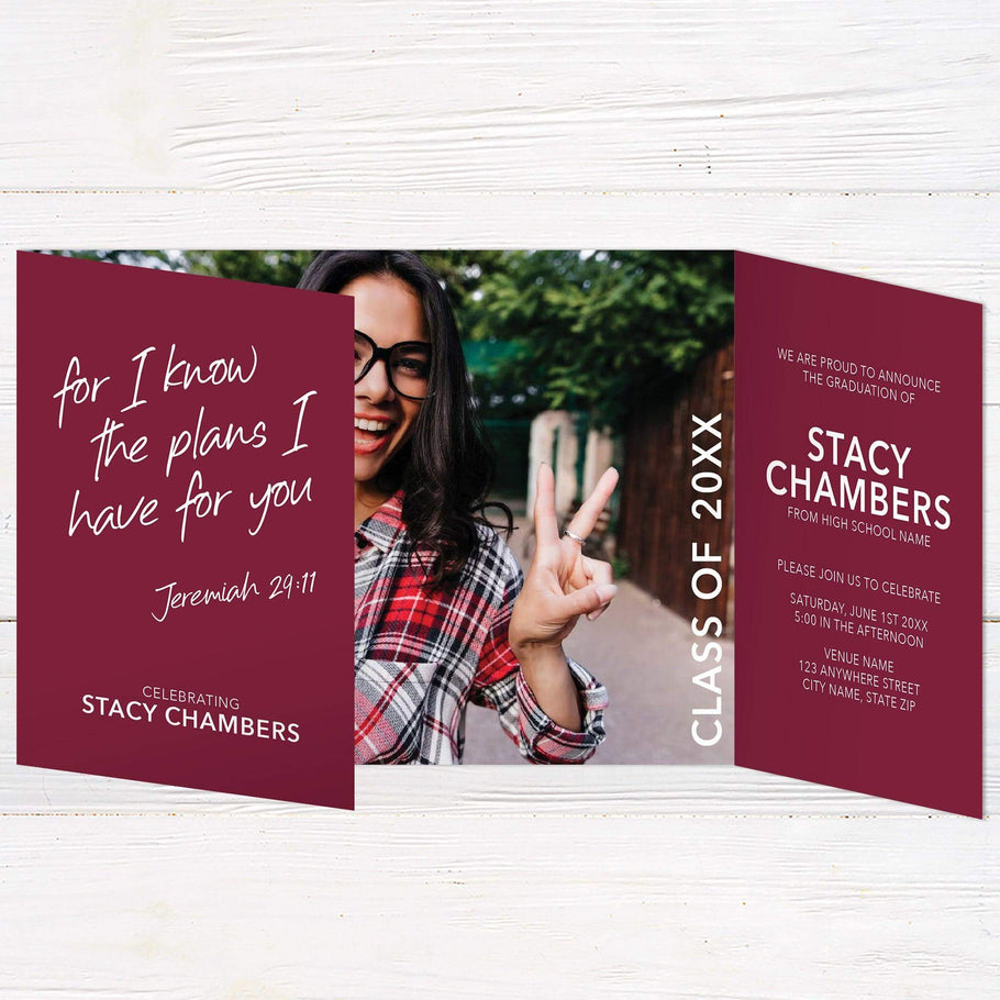 Custom Scripture Graduation Invitation | Folded Christian Grad Announc – Go Print Plus