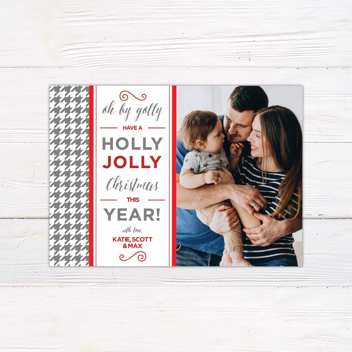 Oh By Golly Holly Jolly Christmas Card – Go Print Plus