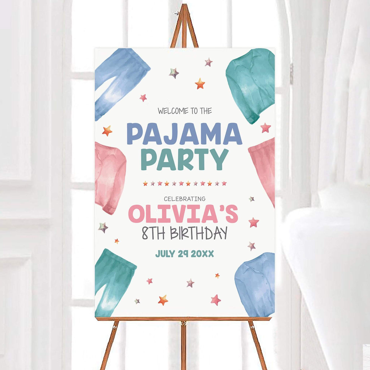Pajama Party birthday Sign | Go Print Plus