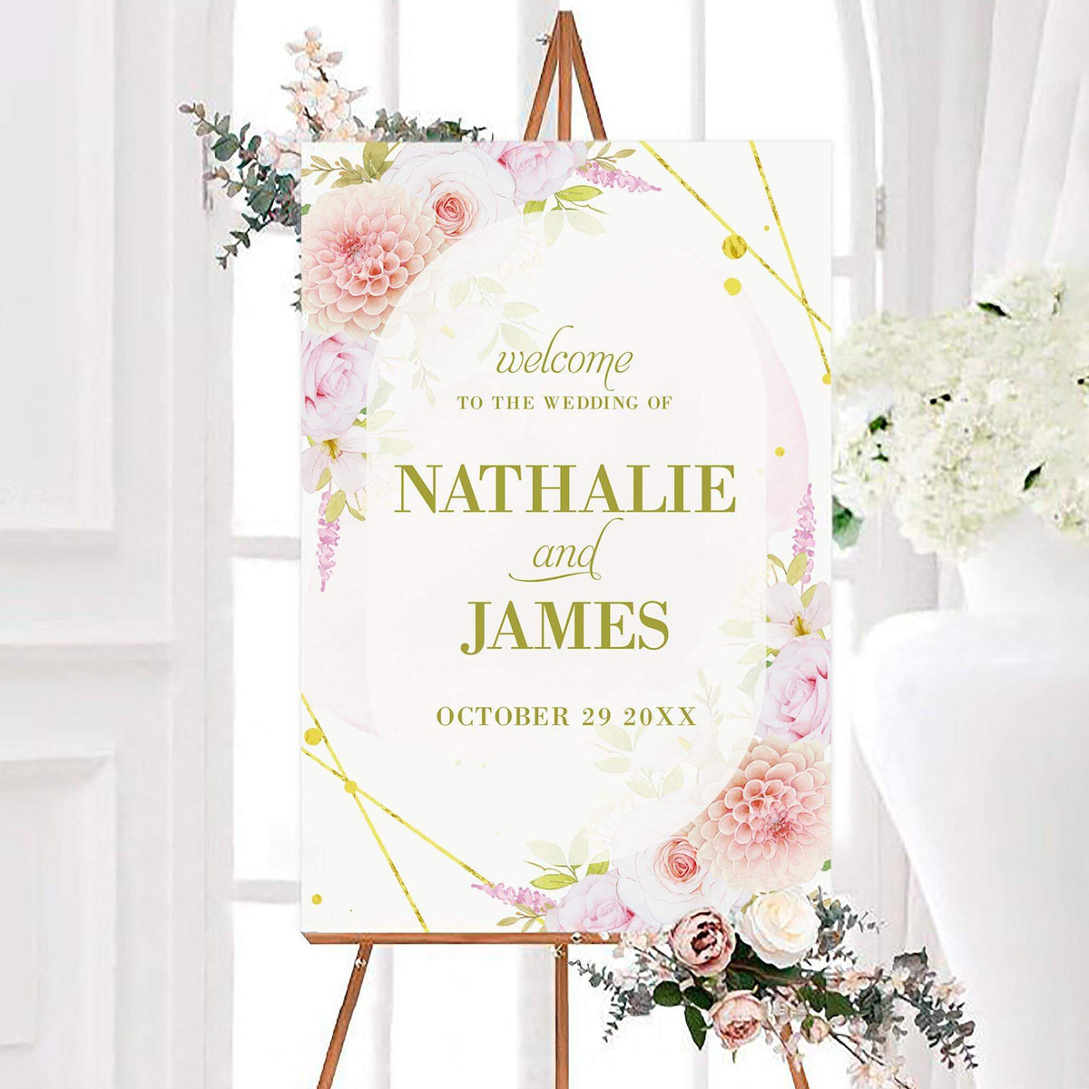 Pink Floral Border Sign | Go Print Plus – goprintplus