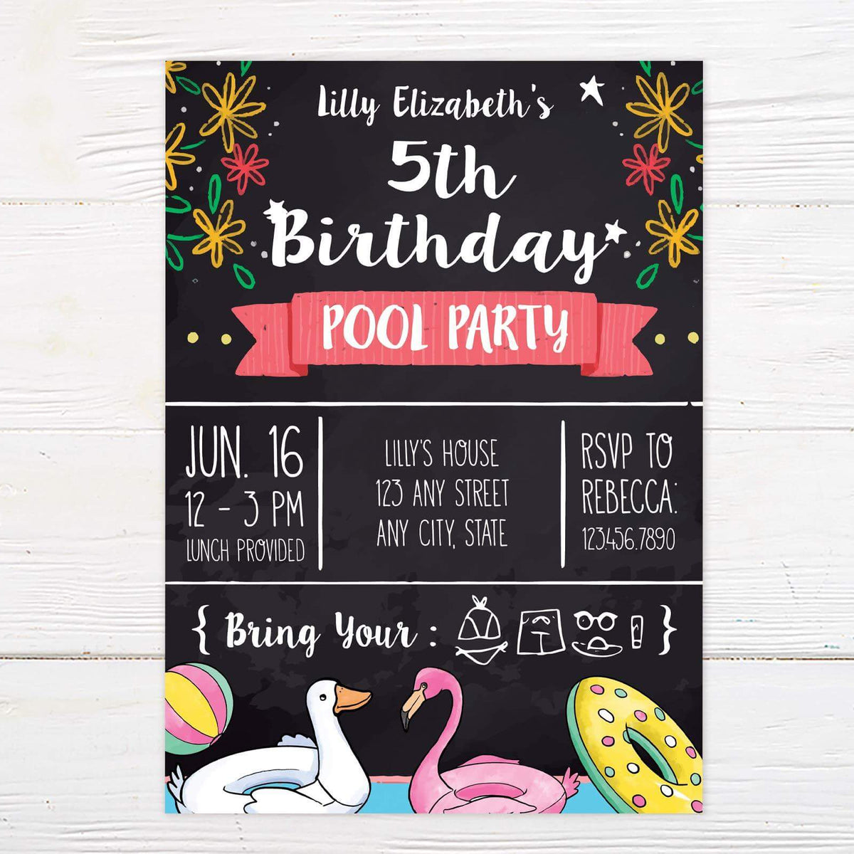 Pool Party Birthday Invitation - Summer Swim Delight – Go Print Plus