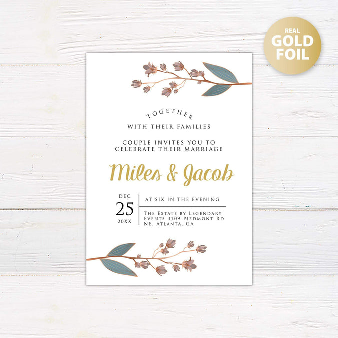 Rustic Botanical Foil Invitation – goprintplus