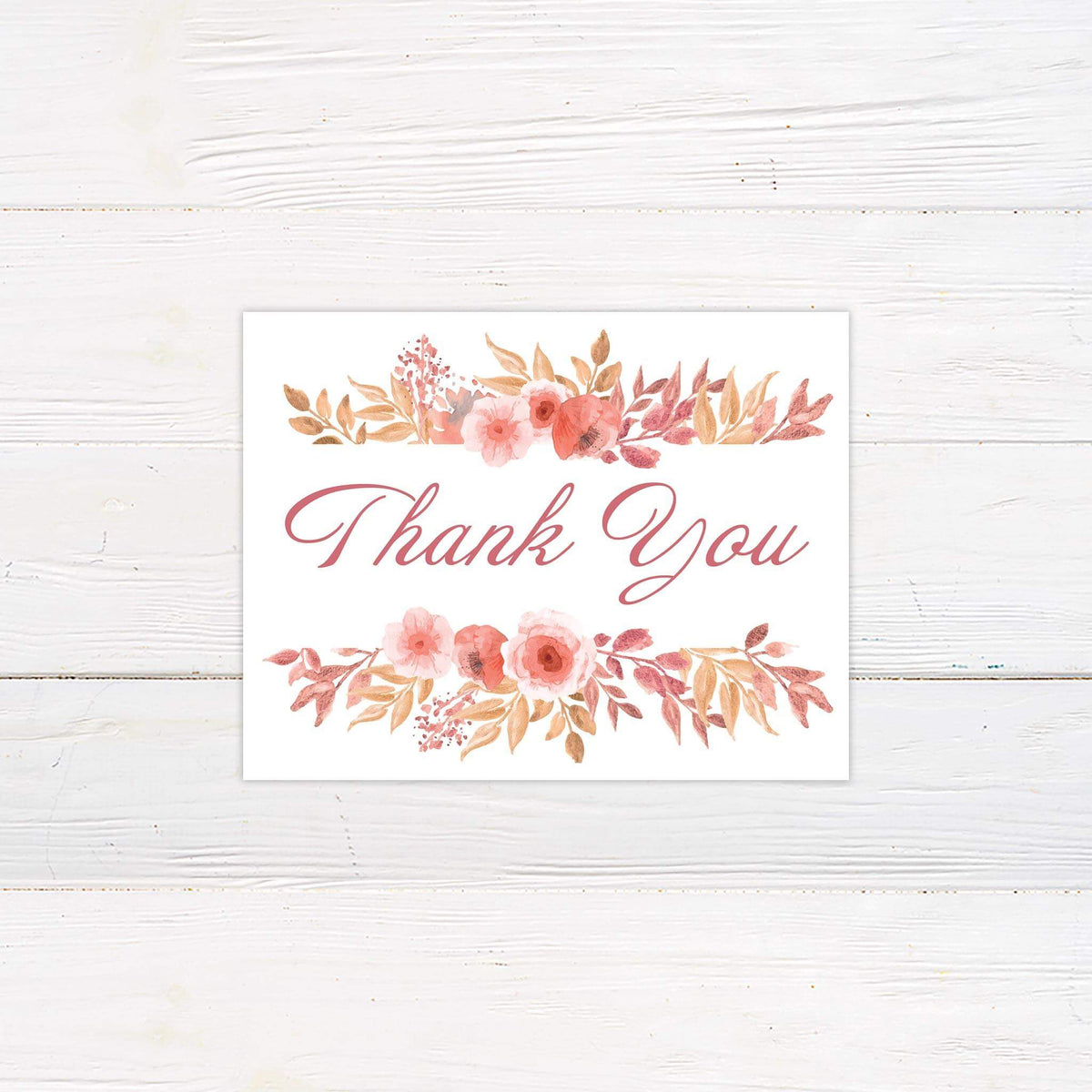 Rustic Roses Thank You Card | Go Print Plus
