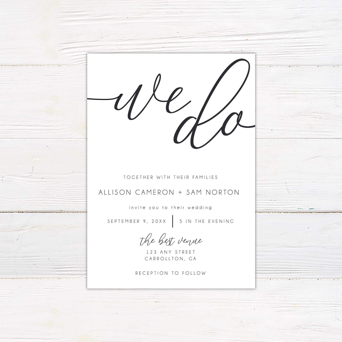 Simple We Do Wedding Invitation with Modern Script Design – Go Print Plus