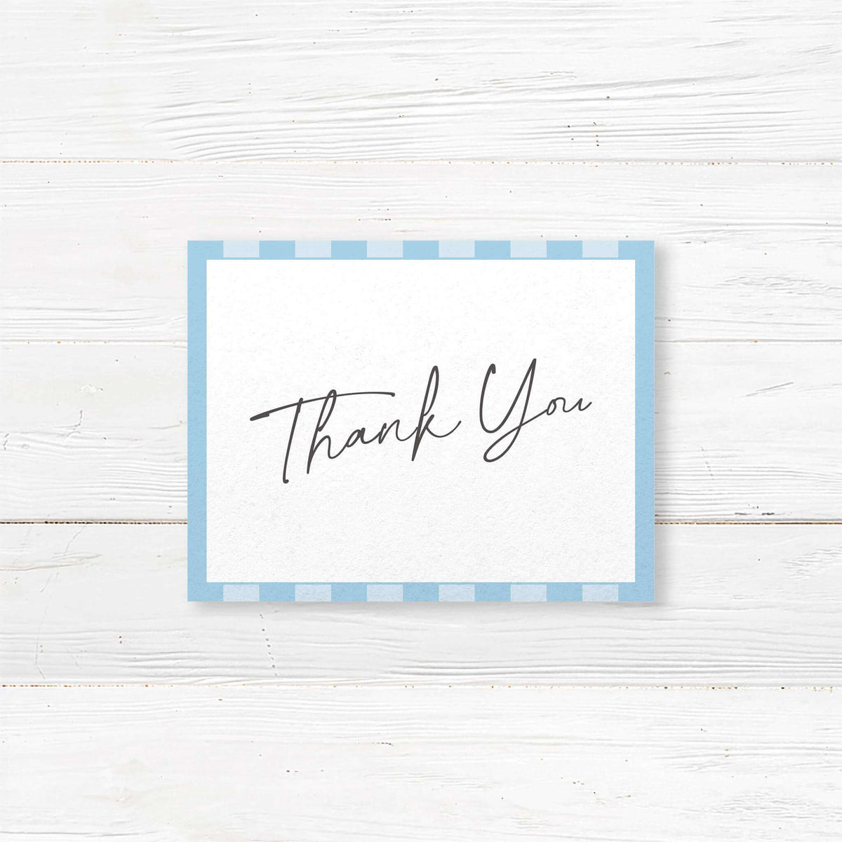 Simply Written Thank You Card with Soft Blue Stripe Border – Go Print Plus