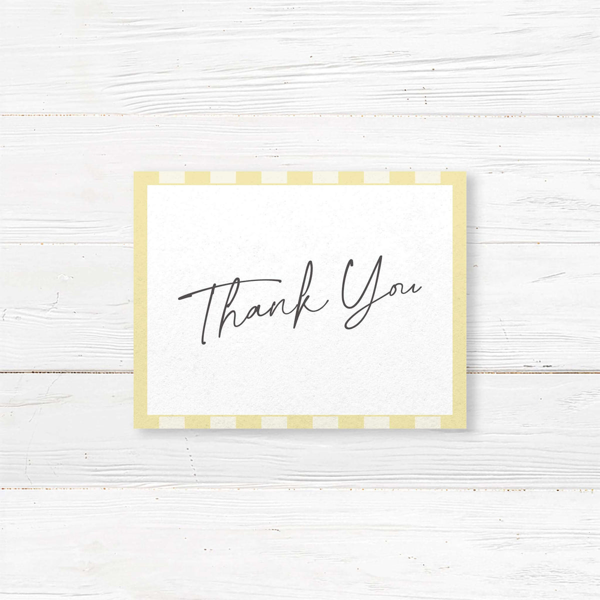 Simply Written Thank You Card with Yellow and Ivory Stripe Border – Go ...