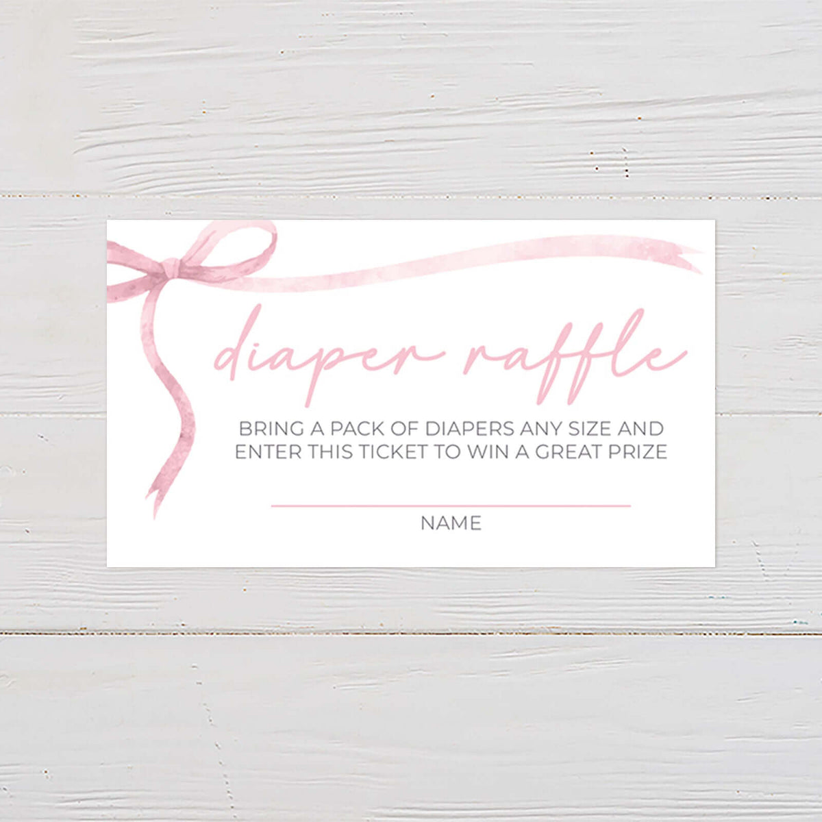 Soft Pink Ribbons Diaper Raffle Ticket | Go Print Plus