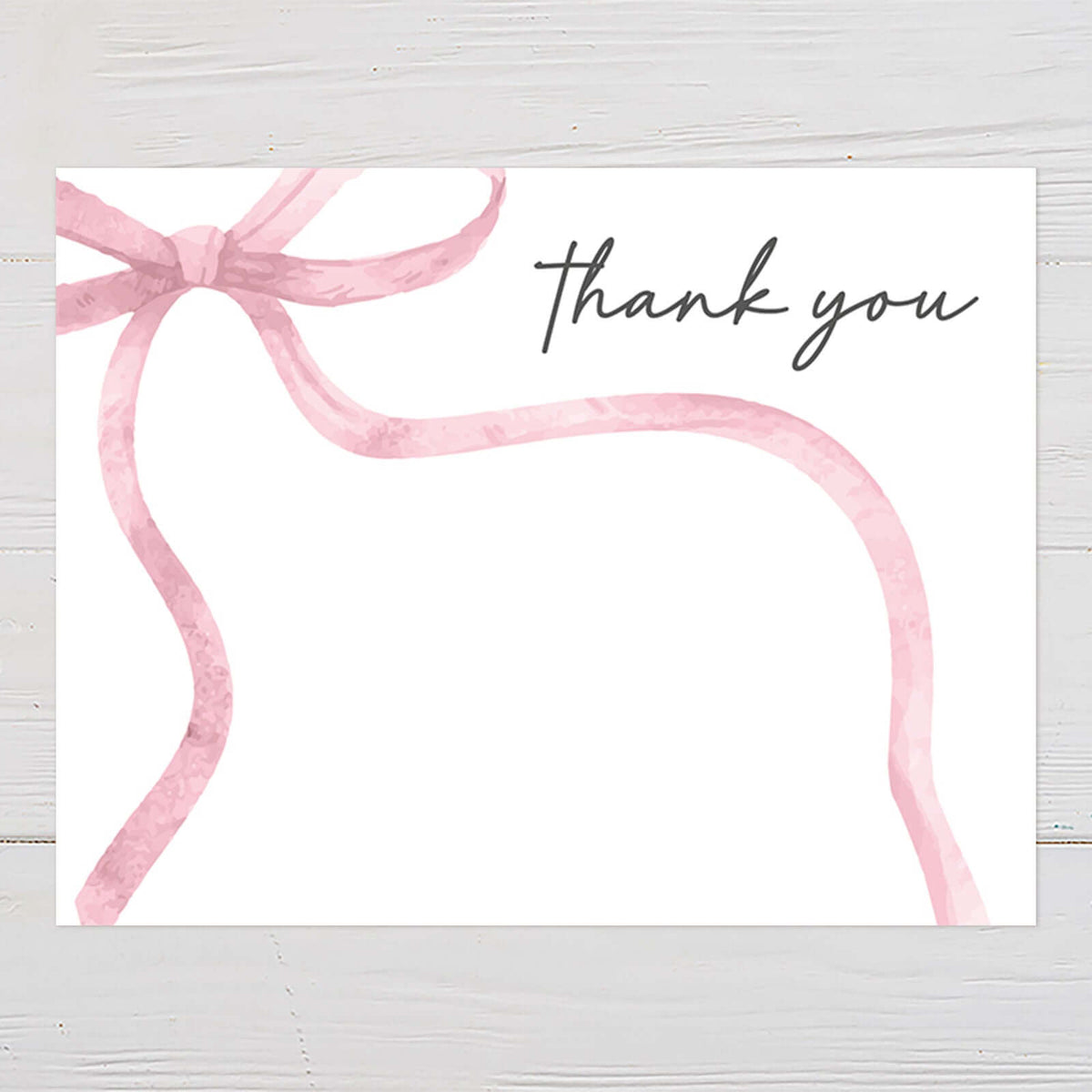 Soft Pink Ribbons Shower Thank You Card | Go Print Plus