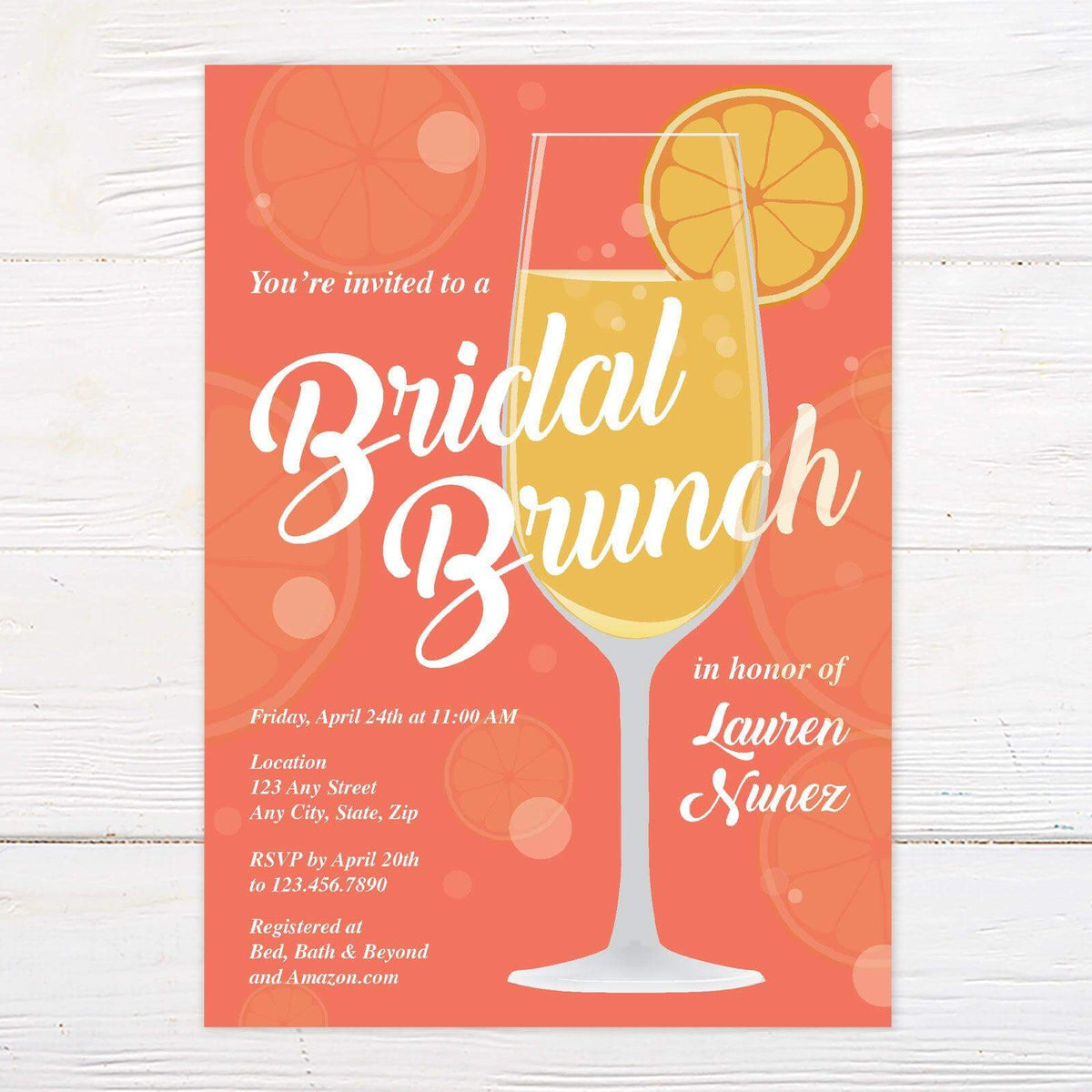 Sparkling Mimosa Invitation - Vibrant Champagne Glass – Go Print Plus