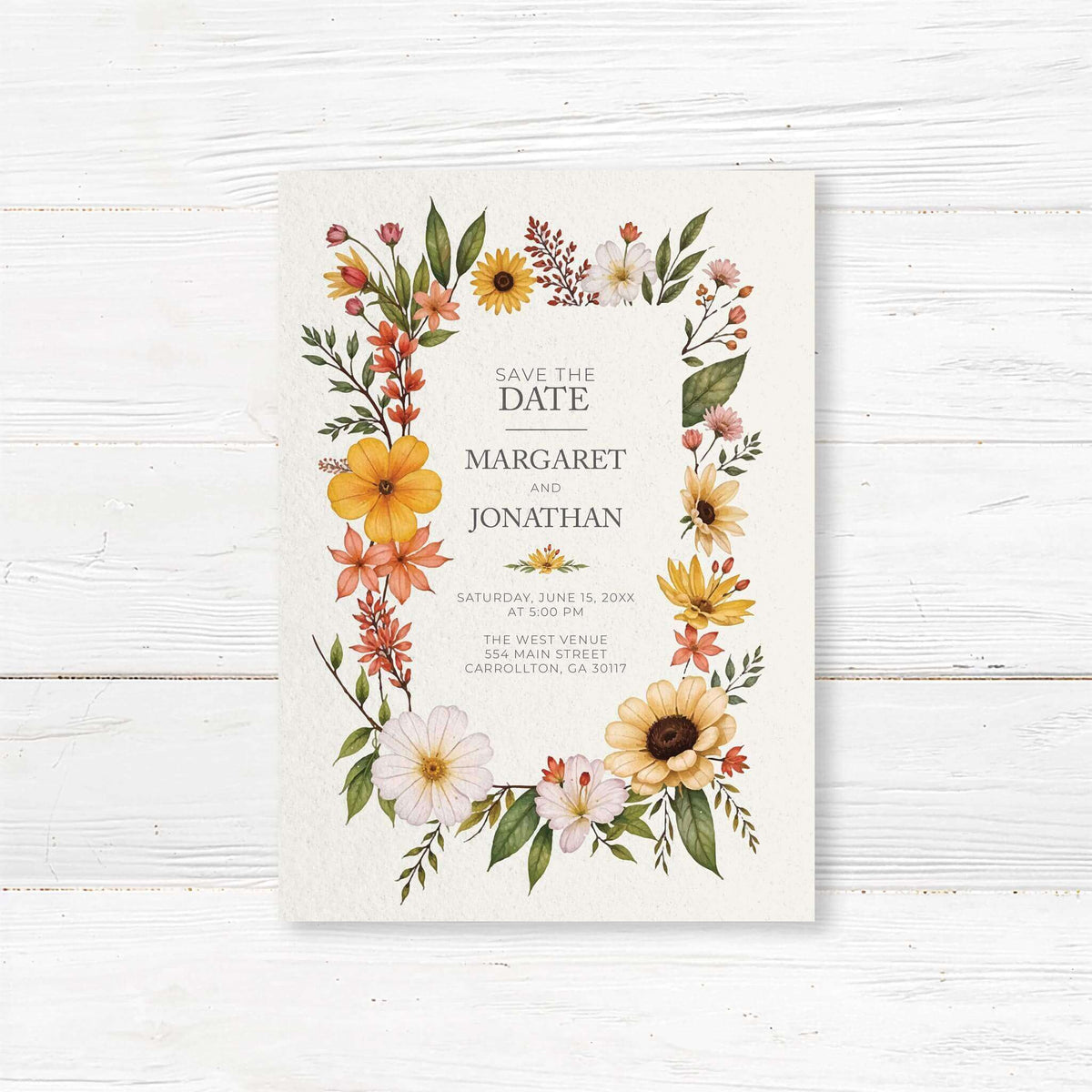 Summer Floral Unity Save The Date | Go Print Plus