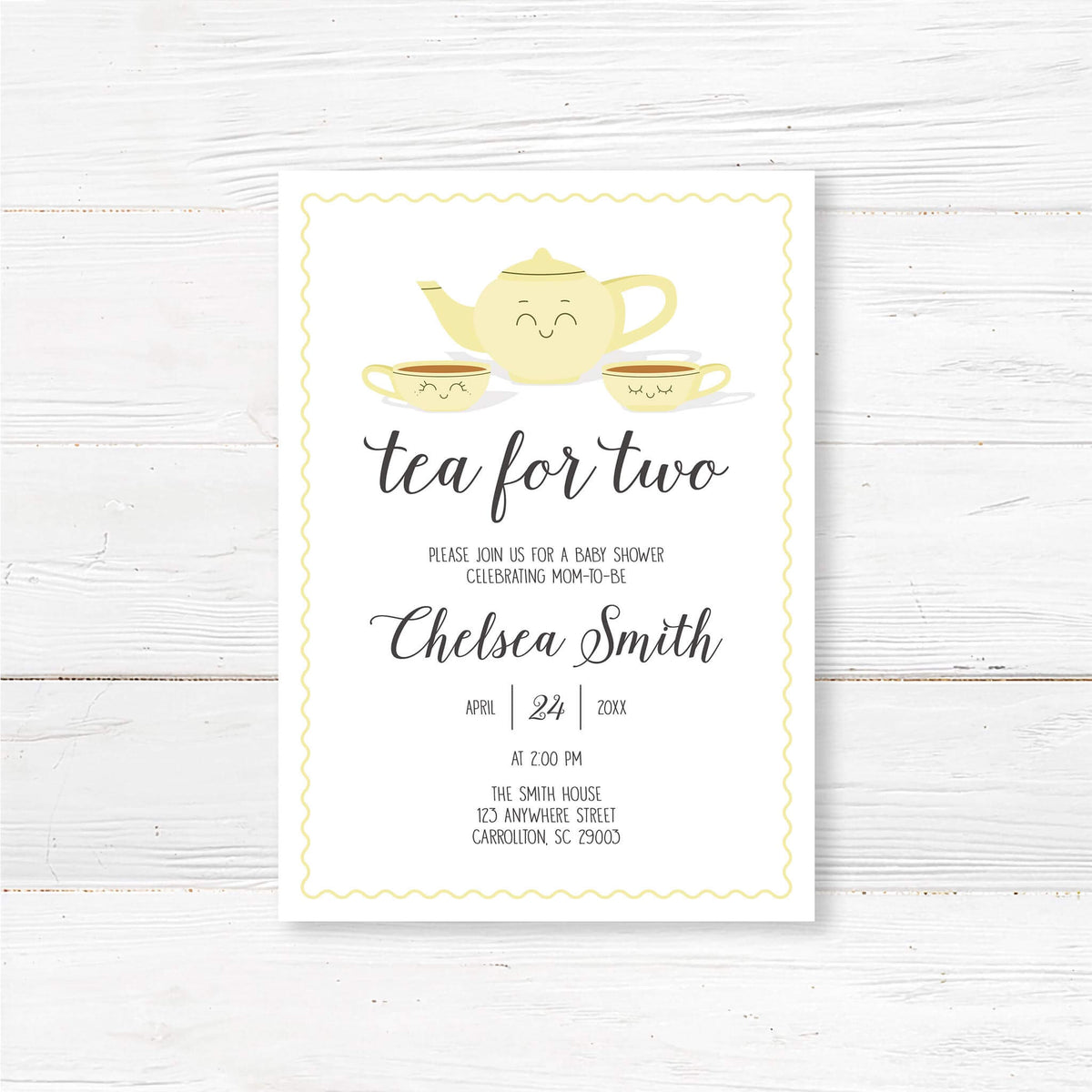 Tea for Two Baby Shower Invitation – Go Print Plus