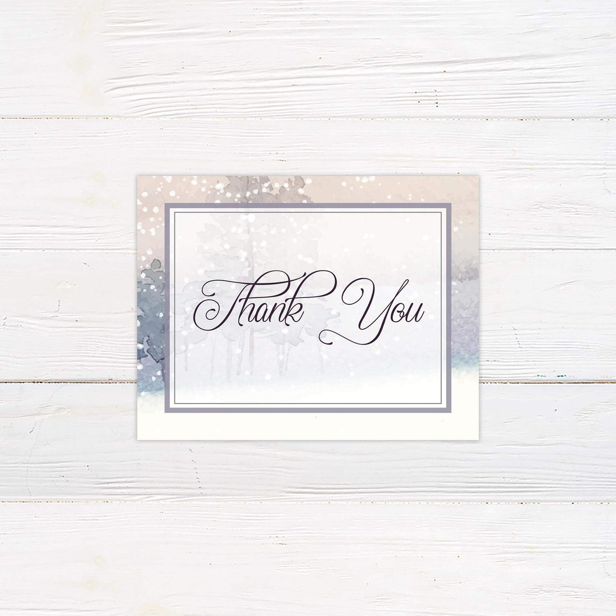 Winter Forest Snow Thank You Card | Go Print Plus – goprintplus